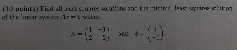 Solved (10 points) Find all least squares solutions and the | Chegg.com