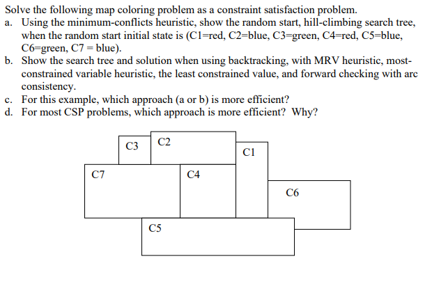 Solve the following map coloring problem as a | Chegg.com