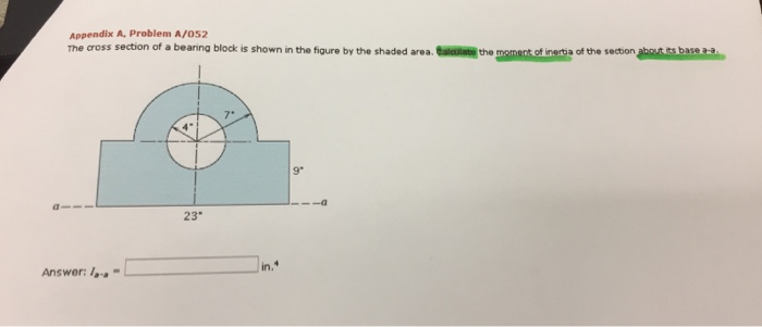 Solved Appendix A, Problem A/052 The cross section of a | Chegg.com