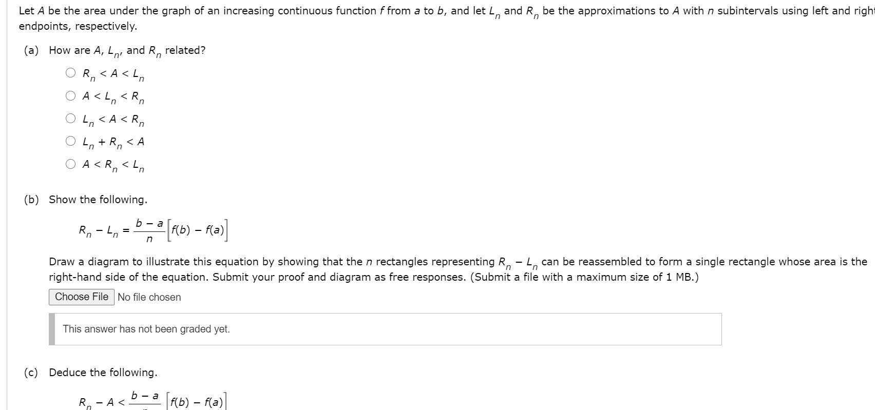 Solved Let A be the area under the graph of an increasing | Chegg.com