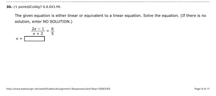 Solved The given equation is either linear or equivalent to | Chegg.com