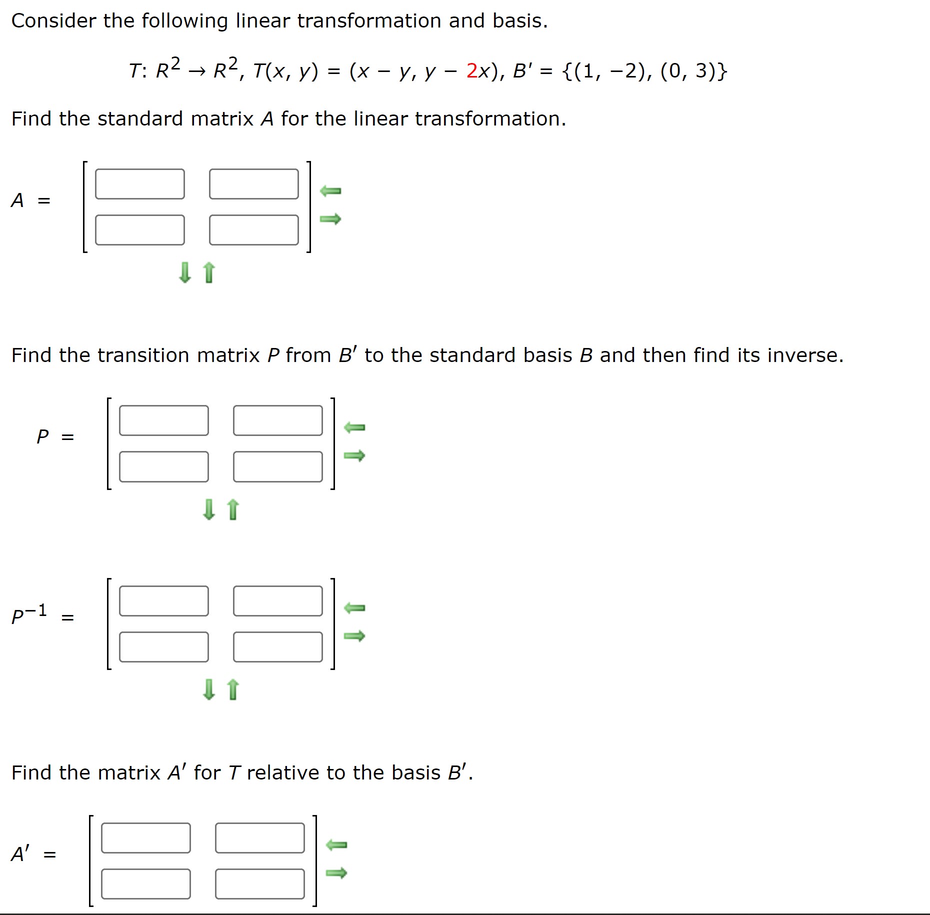 Solved Consider the following linear transformation and | Chegg.com