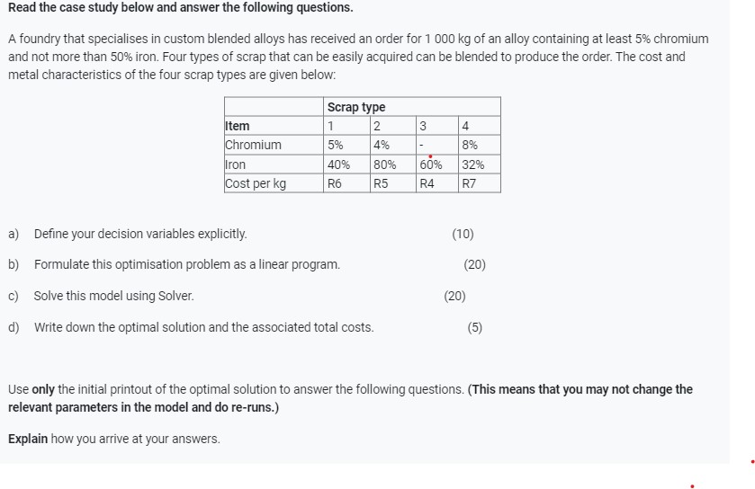 Solved Read the case study below and answer the following | Chegg.com