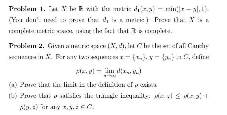 Solved Problem 1. Let X be R with the metric d1(x, y) = | Chegg.com