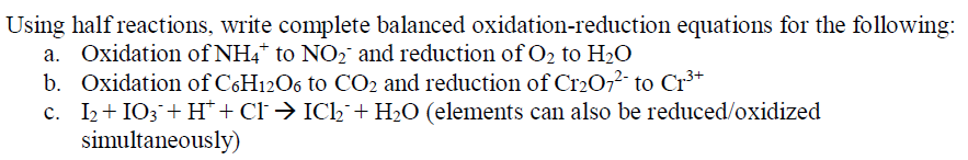 Solved Using half reactions, write complete balanced | Chegg.com