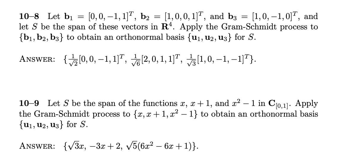 Solved 10-8 Let b1=[0,0,−1,1]T,b2=[1,0,0,1]T, and | Chegg.com