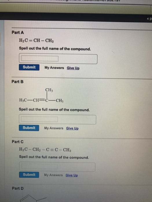 Solved e p Part A H2C = CH-CH3 Spell out the full name of | Chegg.com