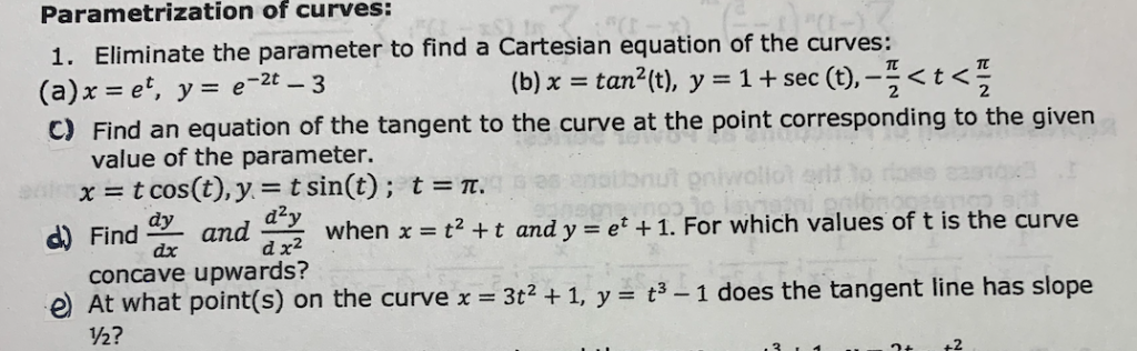 Solved 1a) Eliminate the parameter to find a Cartesian | Chegg.com