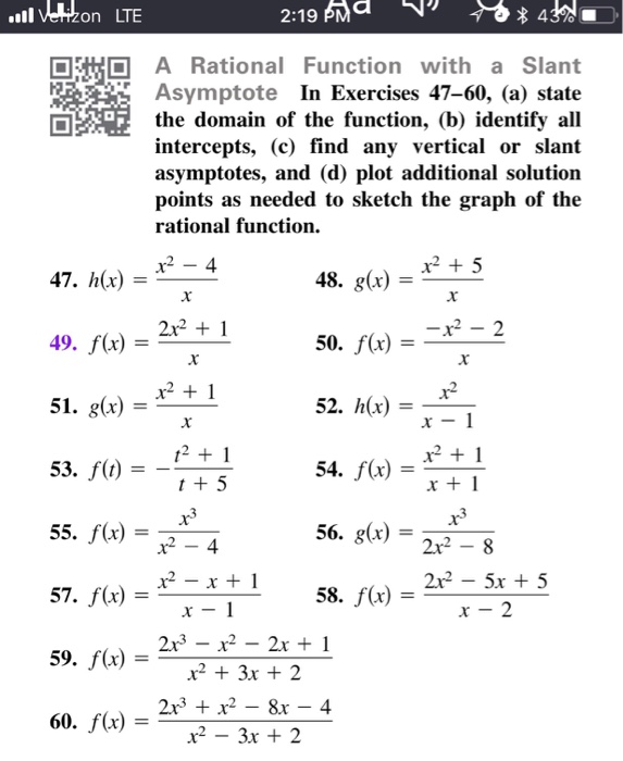 Solved LTE ??A Rational Function with a Slant Asymptote In | Chegg.com