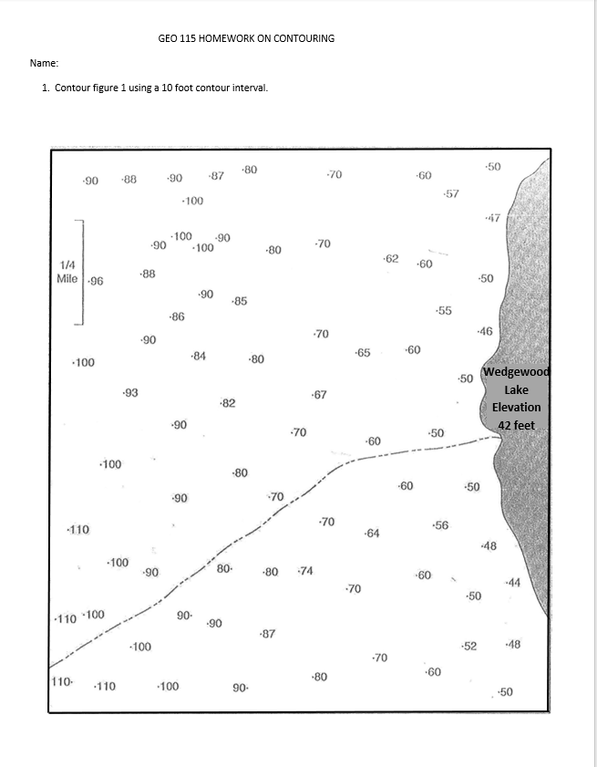 Solved GEO 115 HOMEWORK ON CONTOURING Name: 1. Contour | Chegg.com