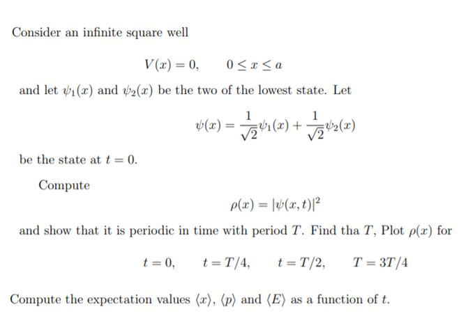 Solved Consider an infinite square well V() = 0, 0 | Chegg.com