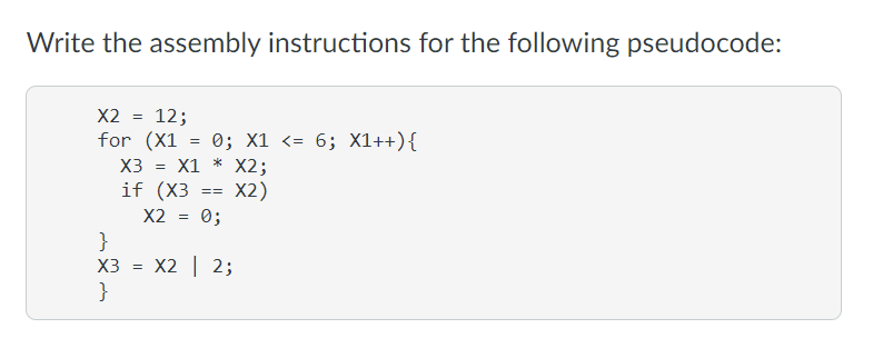 Solved Write the assembly instructions for the following | Chegg.com