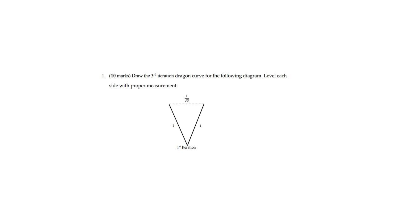 Solved 1. (10 marks) Draw the 3rd iteration dragon curve | Chegg.com