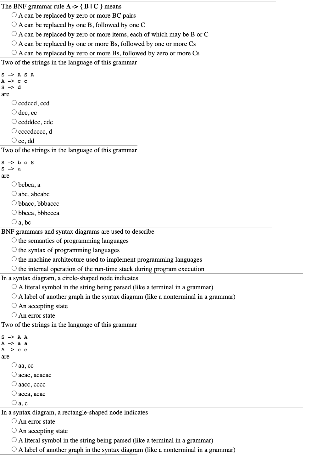 [Solved]: The BNF grammar rule ( mathbf{A}- { mathbf{B}