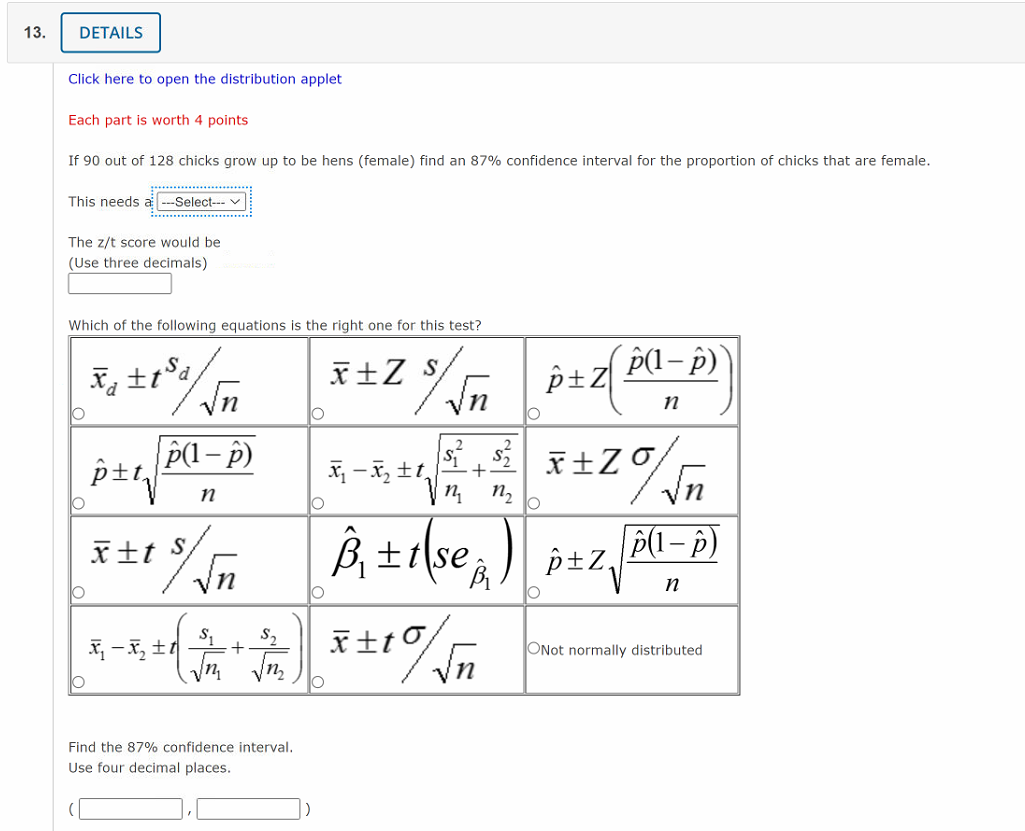 Solved 13. DETAILS Click here to open the distribution | Chegg.com