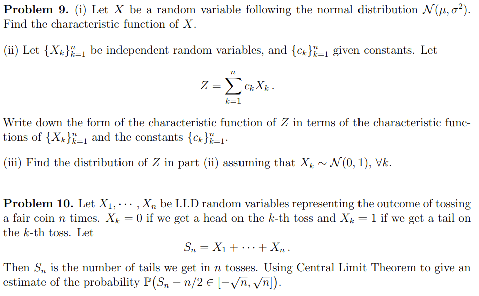 Solved Problem 9. (i) Let X be a random variable following | Chegg.com