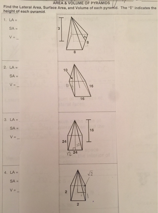 Solved Find the Lateral Area, Surface Area, and Volume of | Chegg.com