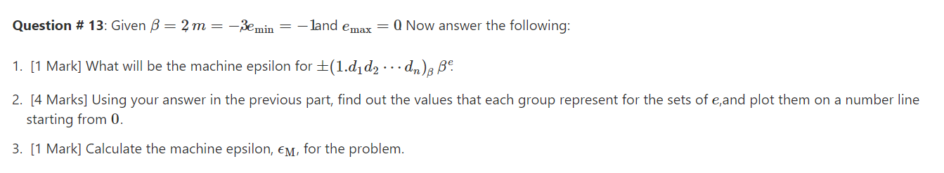 Solved Question # 13: Given B= 2 m = -3e min = – land emax = | Chegg.com