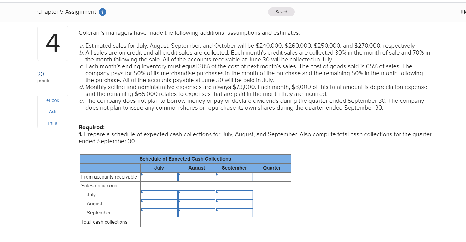 Solved Chapter 9 Assignment a Saved Help Problem 9-17 | Chegg.com