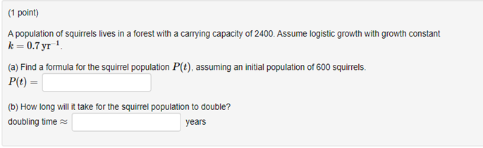 Solved A population of squirrels lives in a forest with a | Chegg.com
