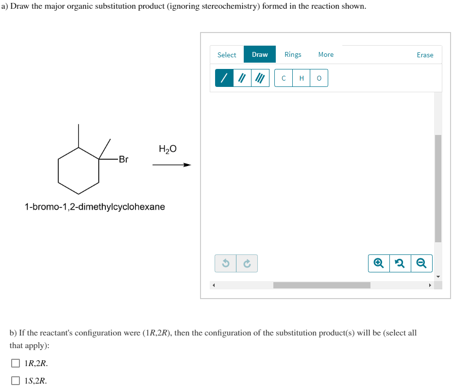 Solved a) Draw the major organic substitution product | Chegg.com