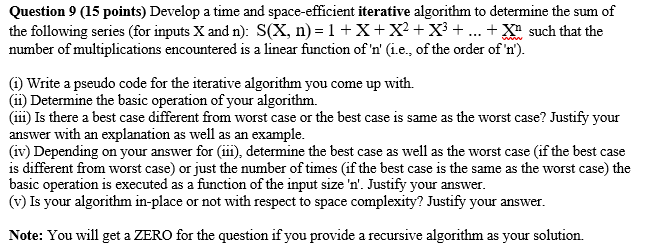 Solved Question 9 (15 points) Develop a time and | Chegg.com