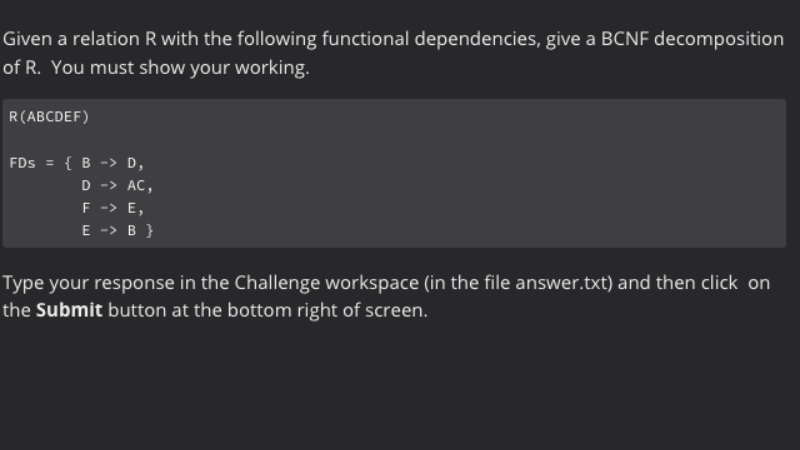 Solved Given a relation R with the following functional | Chegg.com