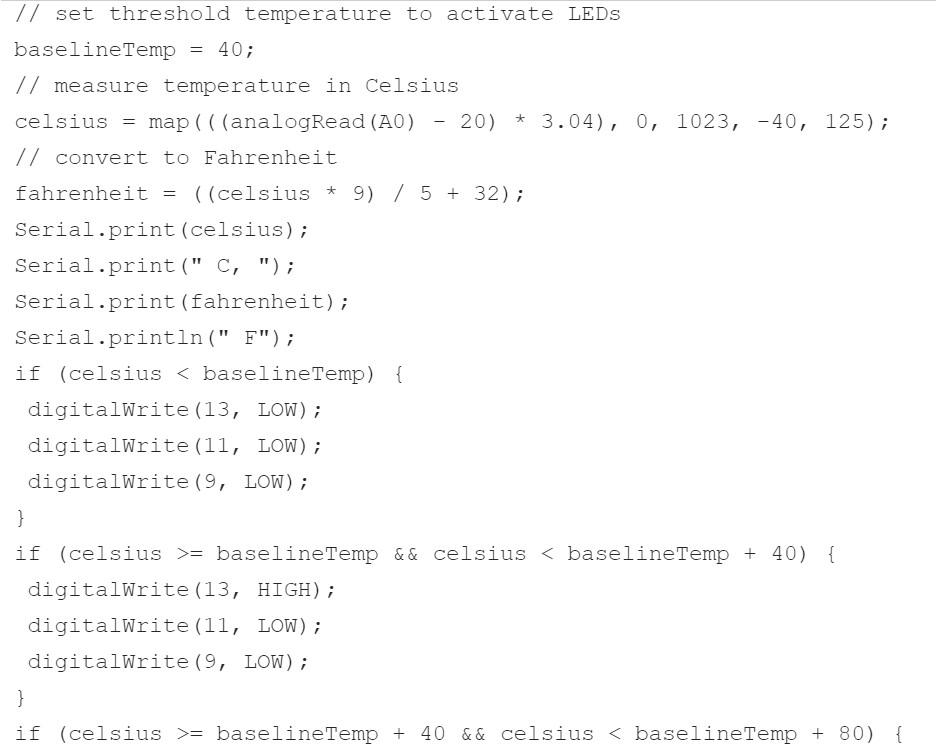 Solved TinkerCAD Using TMP36 Temperature Sensor Create a | Chegg.com