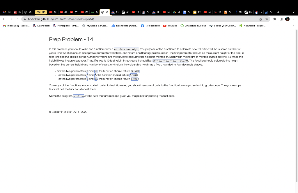 Solved Prep Problem - 14 In this problem, you should write | Chegg.com