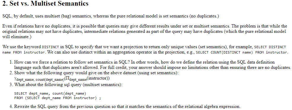 For this assignment, use the following (short) tables | Chegg.com