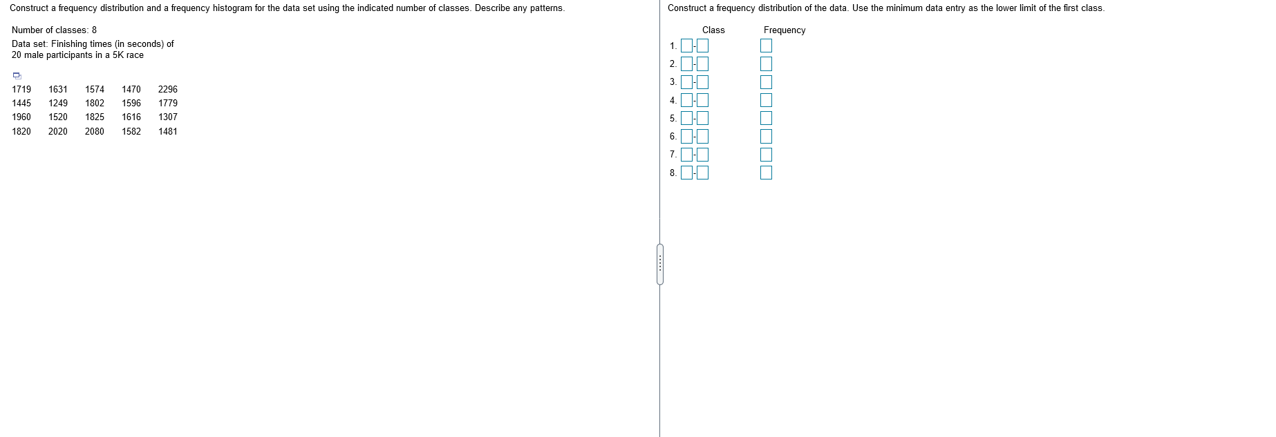 Solved Construct a frequency distribution and a frequency | Chegg.com