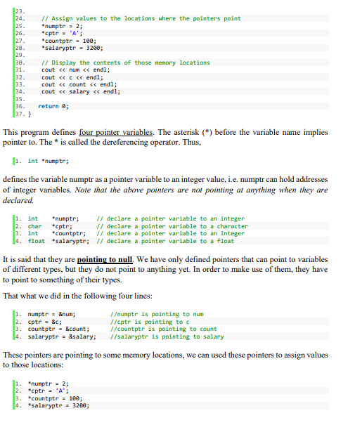 Solved Introduction to pointers Every byte in the computer's | Chegg.com