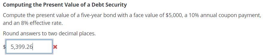 Solved Computing the Present Value of a Debt Security | Chegg.com