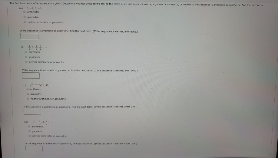 Solved The First Four Terms Of A Sequence Are Given