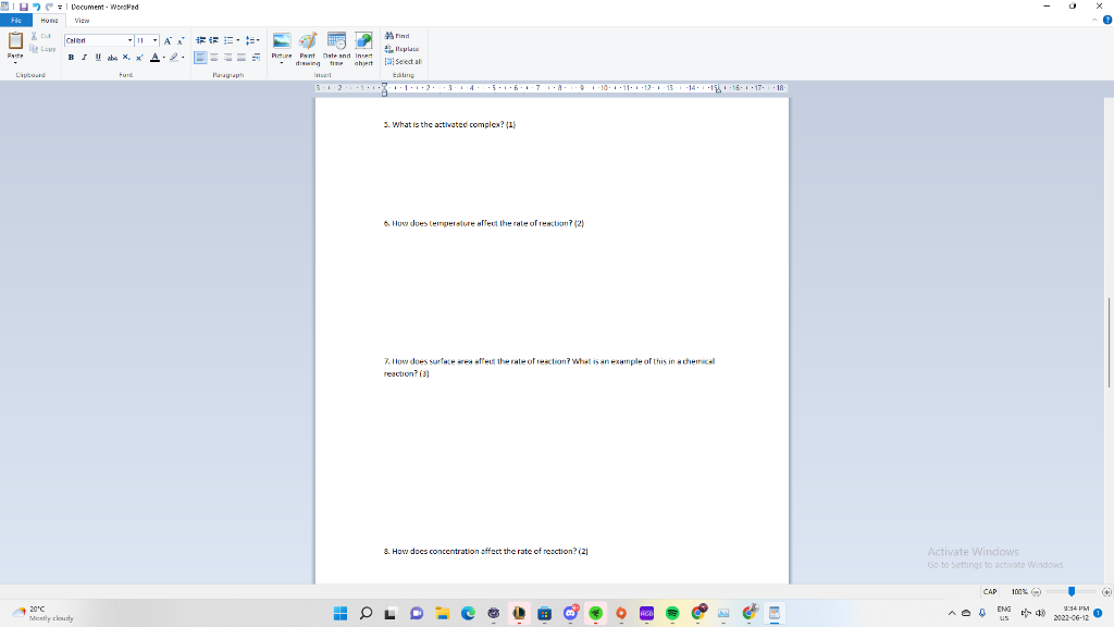 Solved Face Cut Cou | Document - WordPad View Called 11A A | Chegg.com