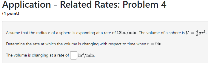Solved Application - Related Rates: Problem 7 (1 point) A | Chegg.com