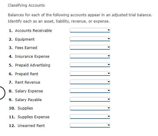 Solved Classifying Accounts Balances for each of the | Chegg.com