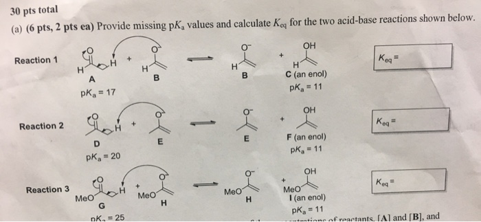 Solved Provide missing pKa values and calculate Keq for the | Chegg.com