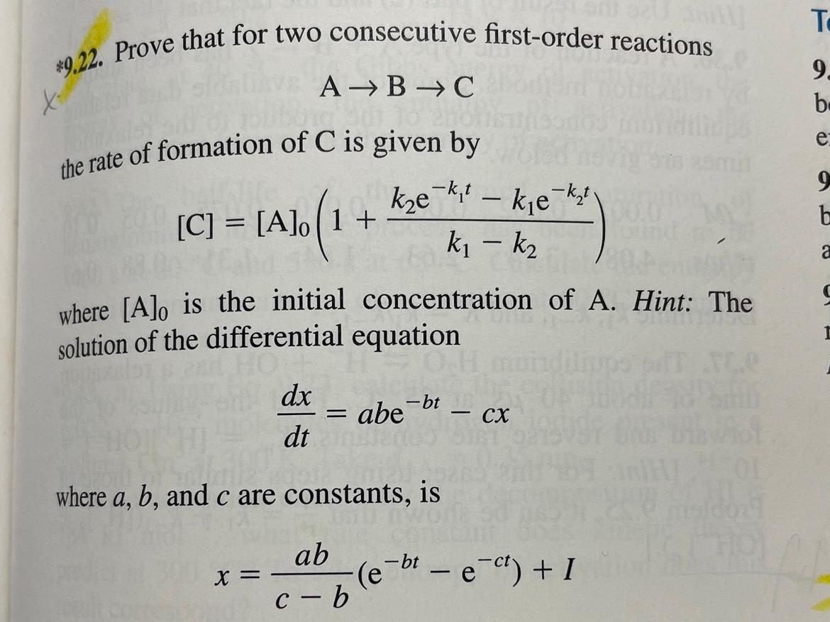 Solved *9.22. Prove that for two consecutive first-order | Chegg.com