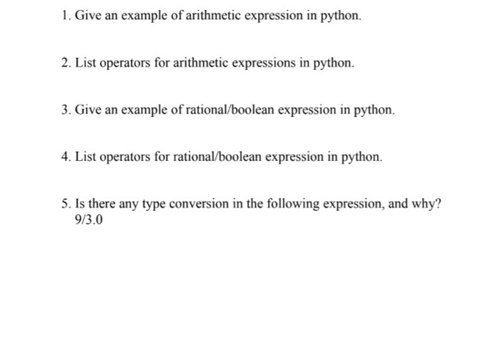 Solved 1. Give an example of anithmetic expression in | Chegg.com