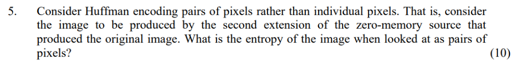Solved 5. Consider Huffman encoding pairs of pixels rather | Chegg.com