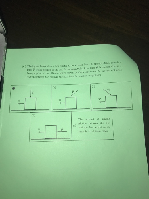 Solved (6) The figures below show a box sliding across a | Chegg.com