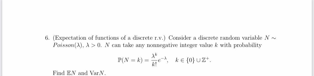 Solved 6. (Expectation of functions of a discrete r.v.) | Chegg.com