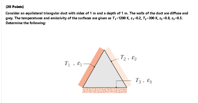 Solved (20 Points) Consider an equilateral triangular duct | Chegg.com