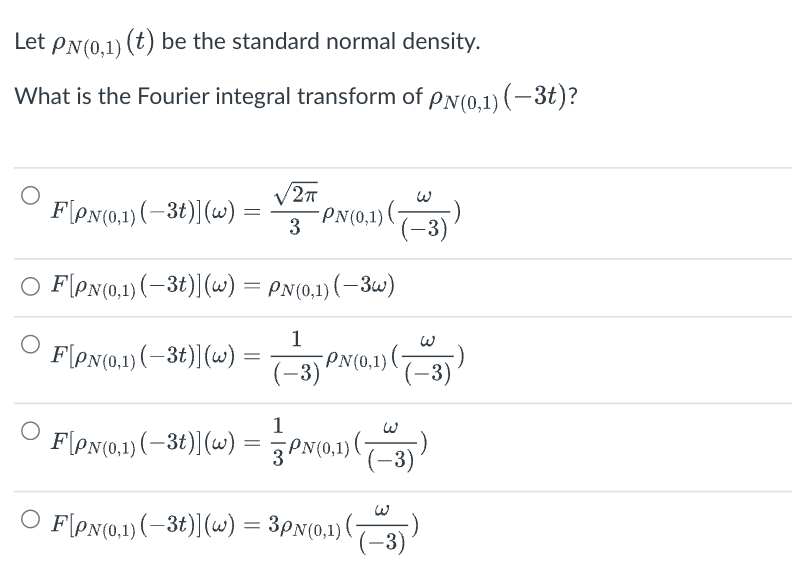 Solved Let ρN(0,1)(t) ﻿be the standard normal density.What | Chegg.com