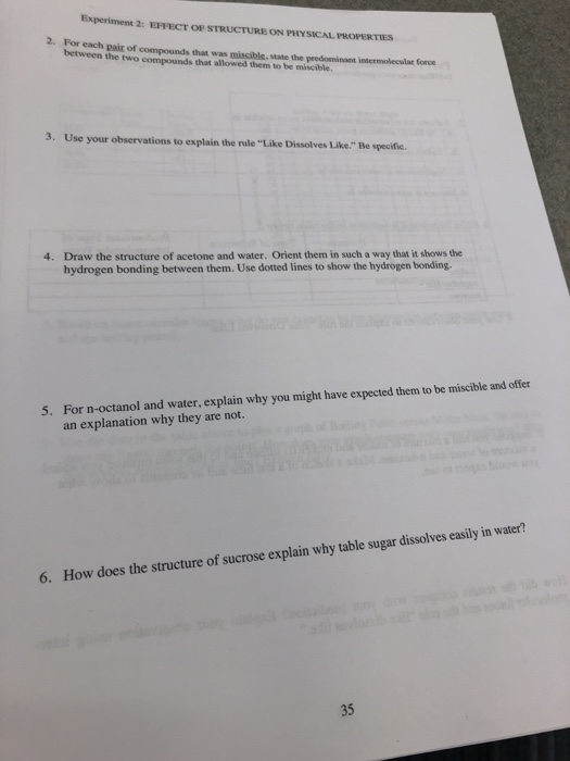 Solved Experiment 2: EFFECT OF STRUCTURE ON PHYSICAL | Chegg.com