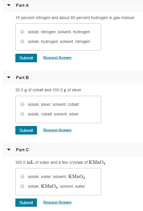 Solved Identify the solute and solvent in solutions composed | Chegg.com