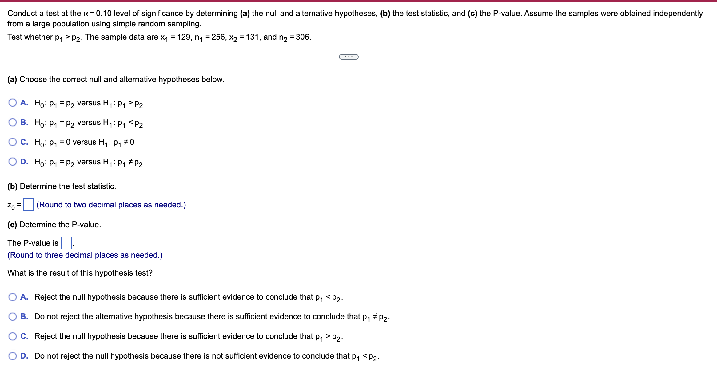 Solved from a large population using simple random | Chegg.com
