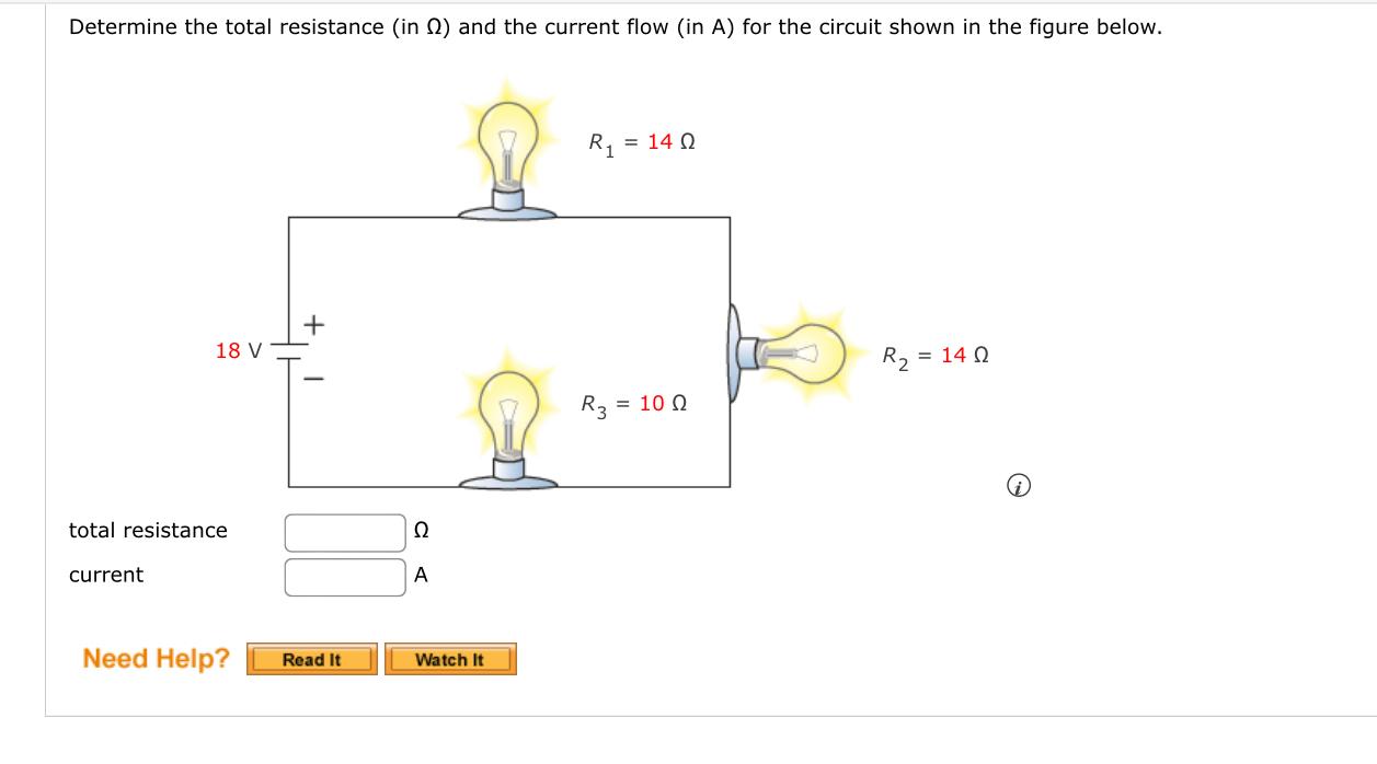 Solved Determine the total resistance (in Ω ) and the | Chegg.com