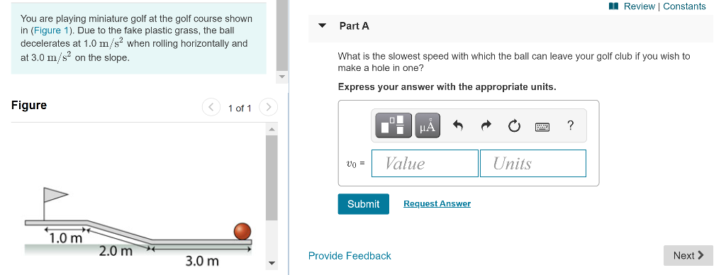 Solved Review Constants Part A You are playing miniature | Chegg.com